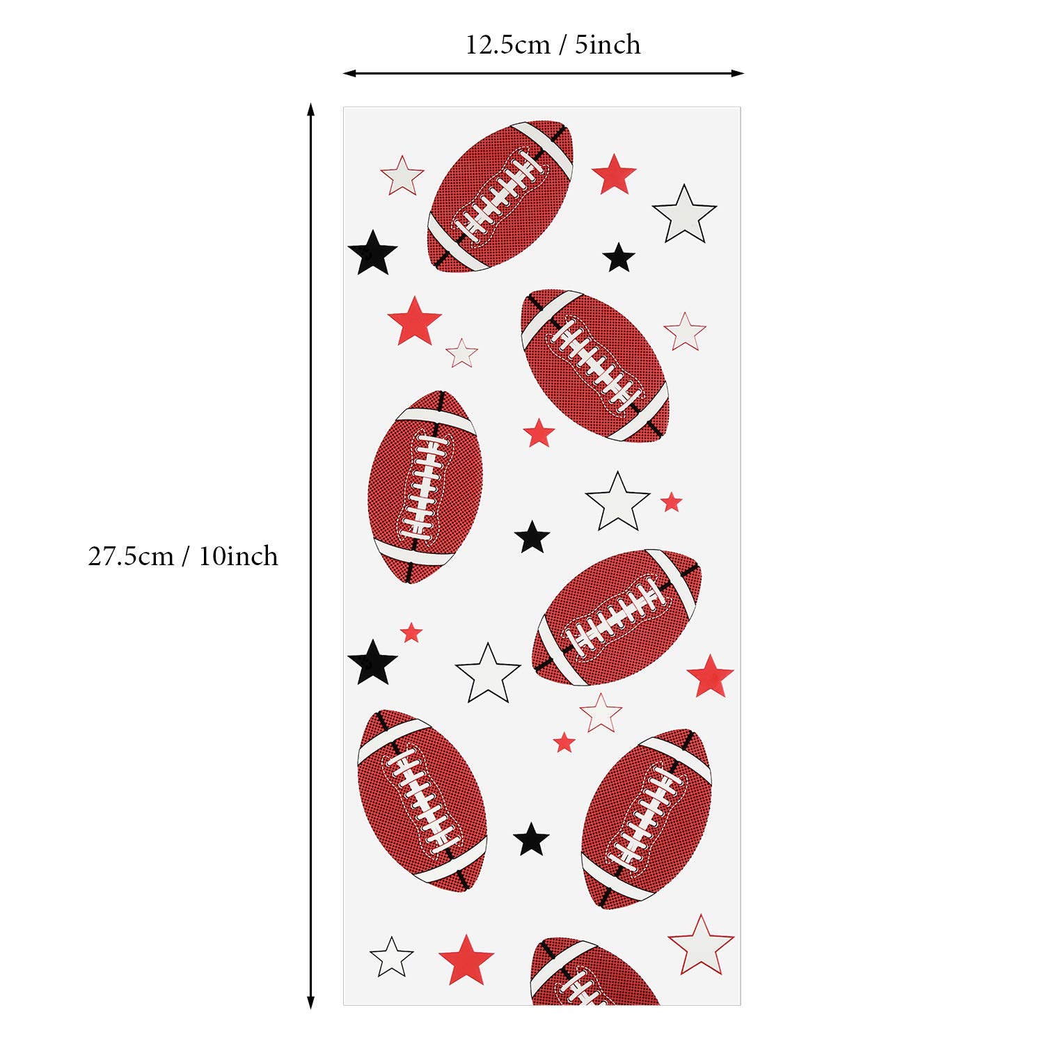 Blulu 100 Pieces Football Treat Bags Football Candy Favor Bags Heat Sealable Football Cellophane Bags Football Party Goody Bags with 100 Pieces Silver Twist Ties for Football Party Favors