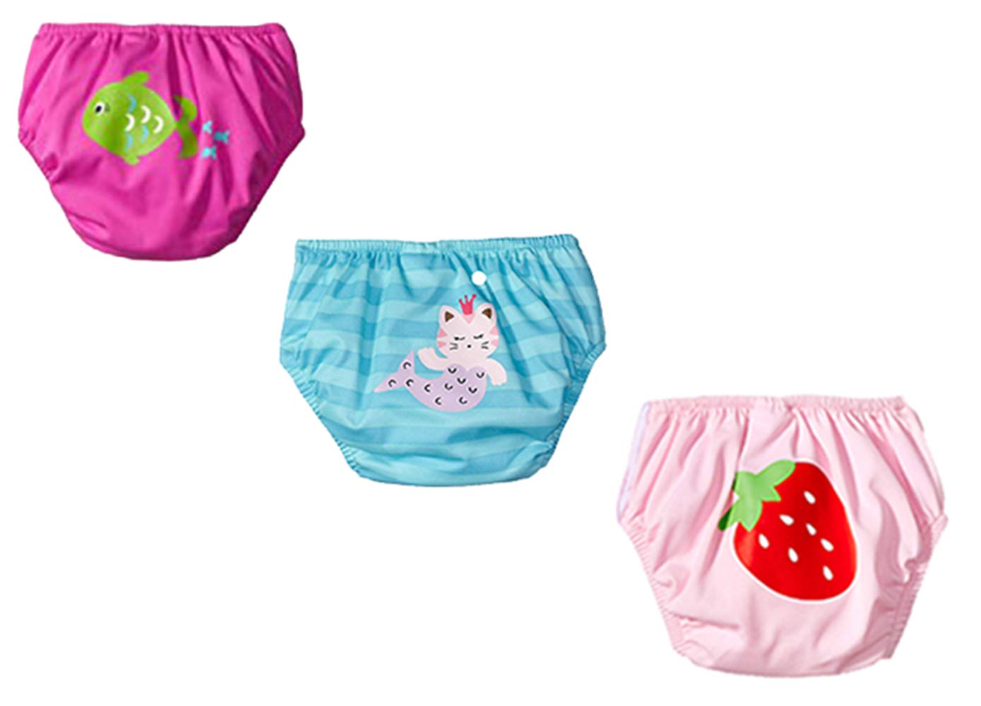 KIKO & MAX Baby Girls' Infant Three-Pack Absorbant Reusable Swim Diaper (Medium)