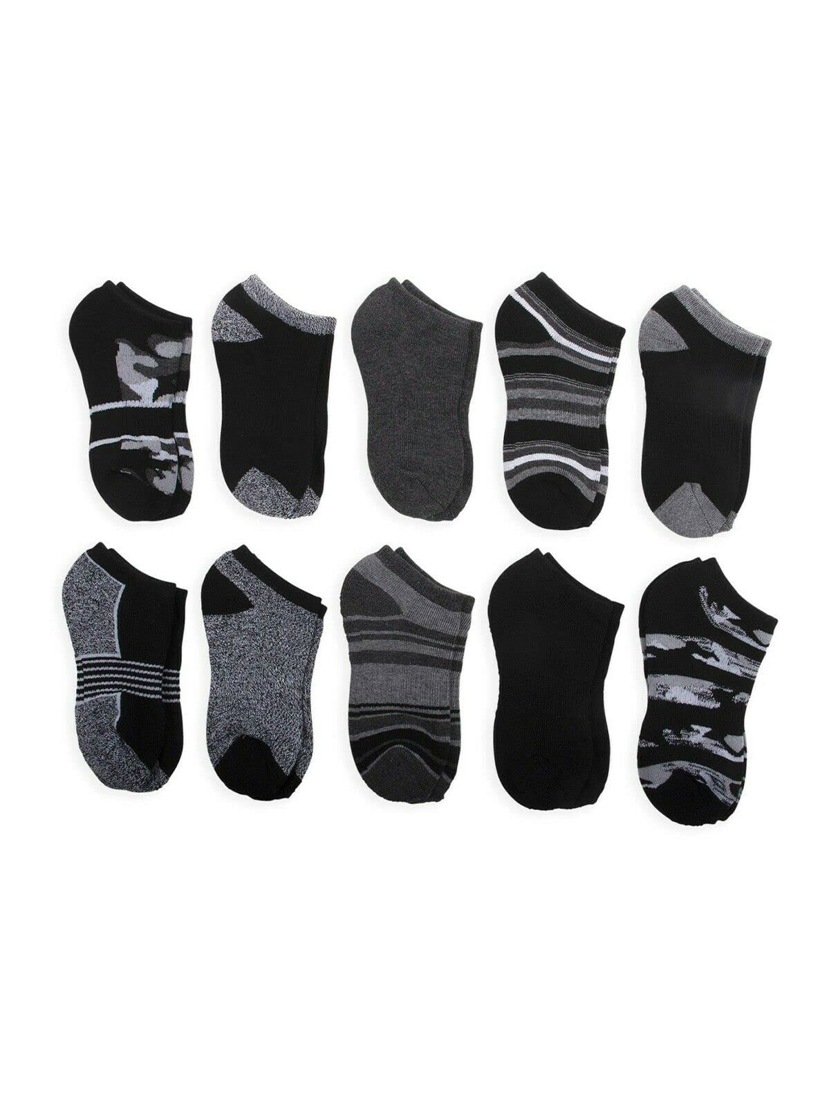 Athletic~ No-Show Boys Socks 10 Pack ~ Size Small shoe size 4.5-8.5 ~Arch Support~ Moisture Wicking~ Half Cushion