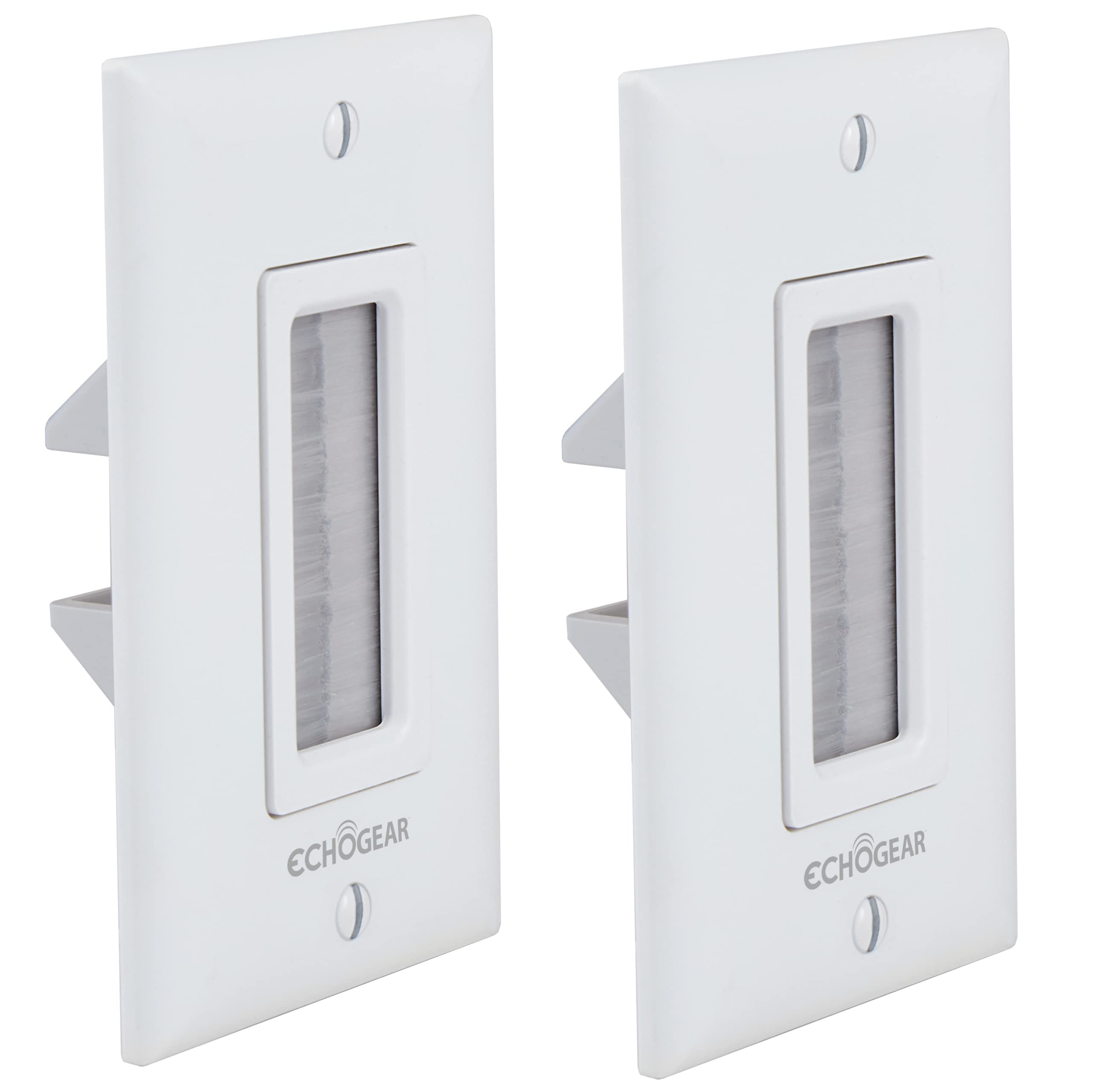 ECHOGEAR Wall Brush Plate for Hiding Up to 8 Low Voltage Cables - Sturdy Brushes with Cable Catching Design - Ideal Cable Pass Through for Wall Mounted TVs