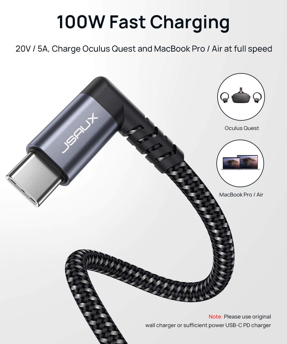 JSAUX 2-in-1 Link Cable 10 FT Compatible with Meta/Oculus Quest 3/2 Accessories & PC/Steam VR, USB 3.0 High Speed PC Data Transfer Adapter, Compatible with VR Headset, Gaming PC, Quest 3 & 2 & 1 -Grey