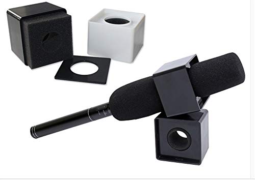 ABS Portable Square Cube Shaped Interview Mic Microphone Logo Flag Station Logo Superior Live Microphone DIY (White)