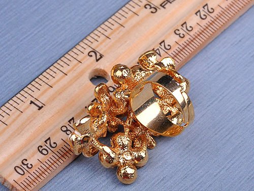 Alilang Brilliant Elegant Topaz Crystal Rhinestone Floral Flower Adjustable Ring