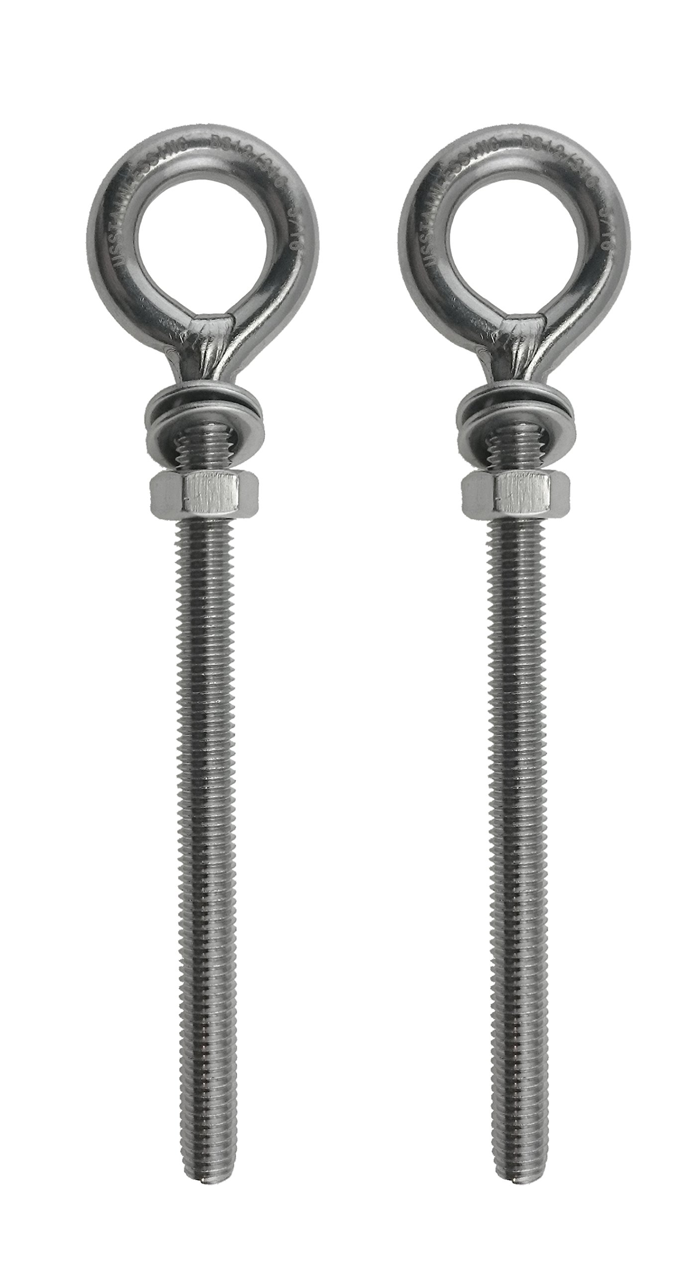 US Stainless 2 Pieces Stainless Steel 316 M8 Eye Bolt 8mm x 100mm Marine Grade Pitch of 1.25