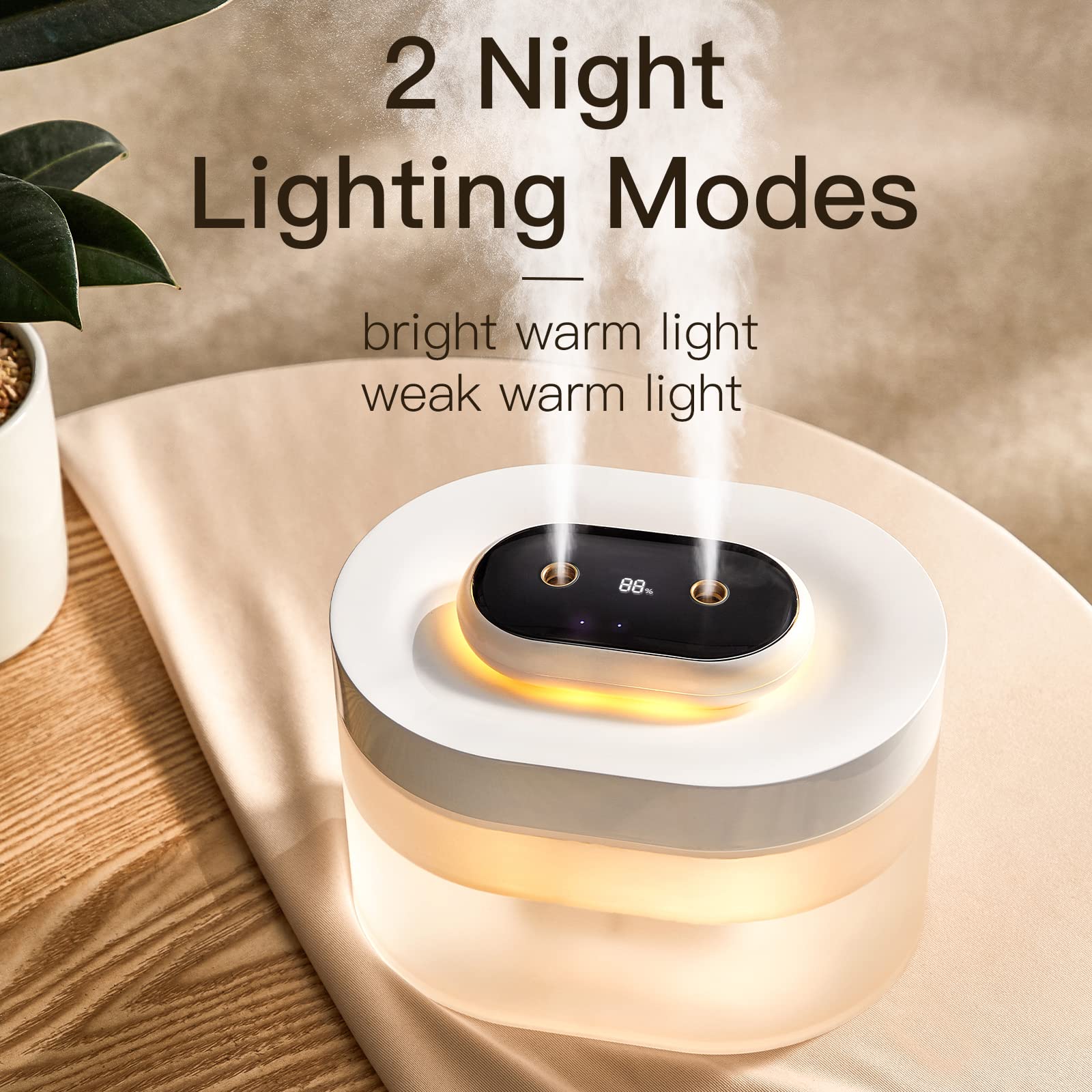 Small Portable 1L Humidifier, Mini Top Fill Cool Mist Air Humidifier, Dual Nozzles Desktop Humidifier for Baby Bedroom Office, Whisper-Quiet Operation, 2 Spray Modes & Night Light Modes, Auto Shut-Off