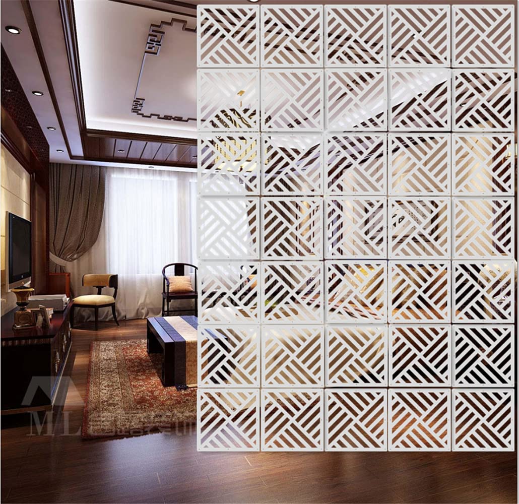 BMIDRUT 12Pcs/Set Hanging Room Divider White DIY Panel Screens Partition Wall Dividers Room Decorative with All Accessories 11.4x11.4 Inch (M6)