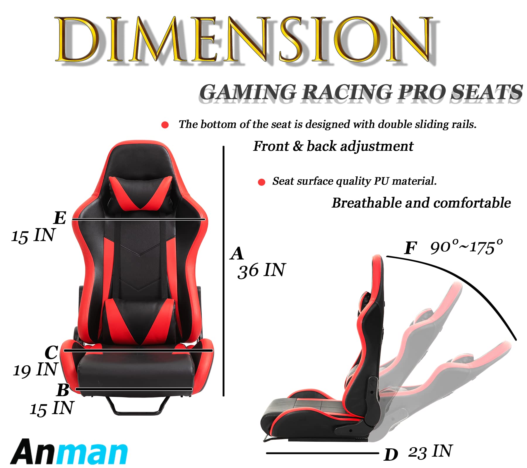 Anman G920 Racing Simulator Cockpit With Gaming Seat Fit for Logitech G25 G27 G920 G29, Thrustmaster Tx 458, T500 RS,PC, PS4 Adjustable Racing Simulator Mount Wheel Shifter Pedals NOT Included