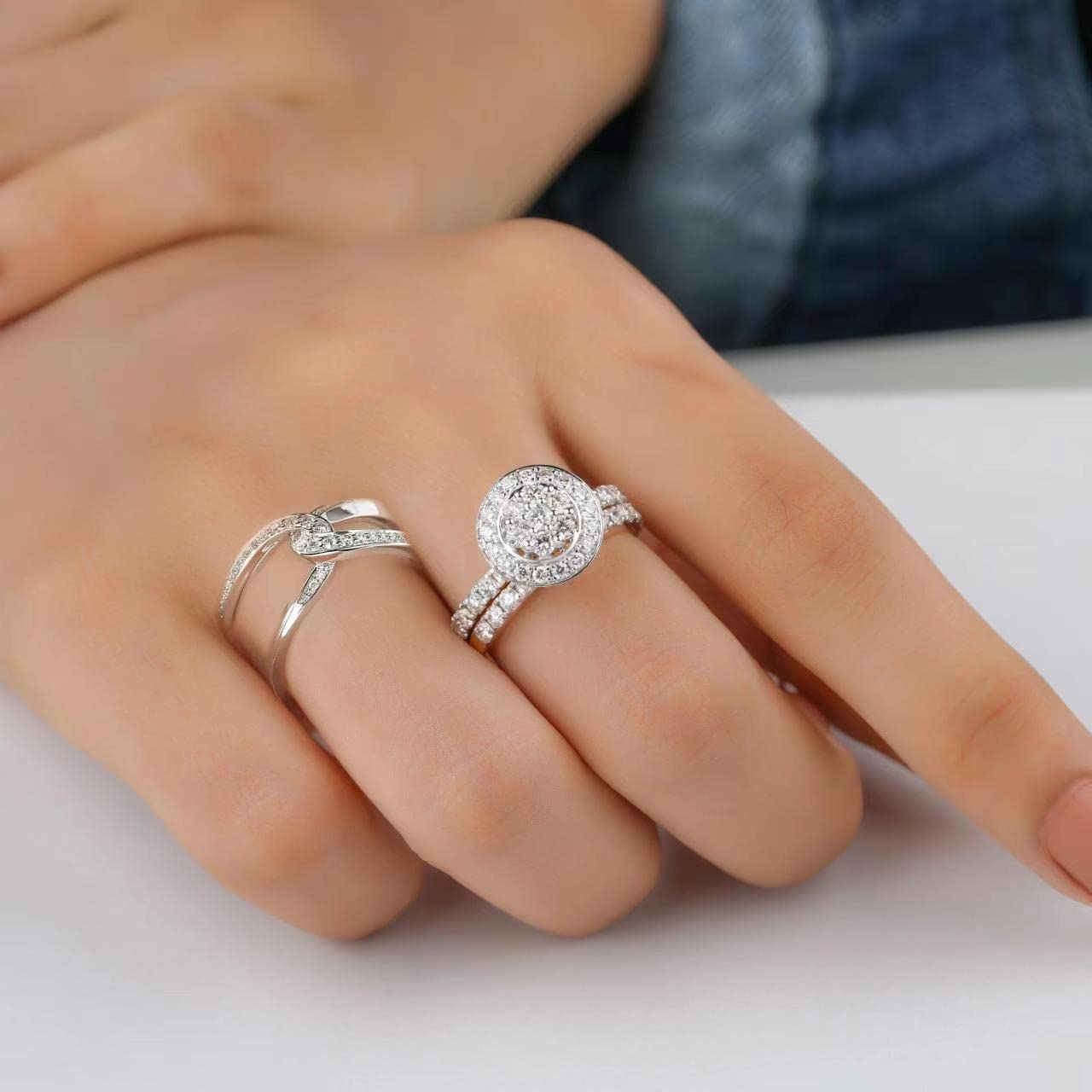 Atiptu Mother Daughter Rings Special Bond Rectangle Interlocking Ring (7)