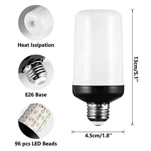 Basuwell LED Flame Effect Light Bulb, E26 Base 4 Modes Fire Light Bulb with Gravity Sensor, 3W Energy Efficient Flaming Fire Lights for Indoor/Outdoor/Halloween/Christmas Decorations (2-Pack) (Pink)