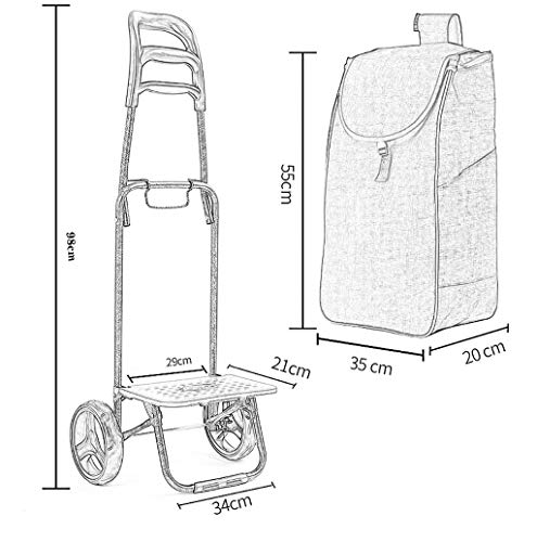 AUNEVN Hand Trucks Folding Shopping Cart, 3-Wheel Stair Climbing Car with Folding Design, Maximum Capacity 38L Trolleys/D