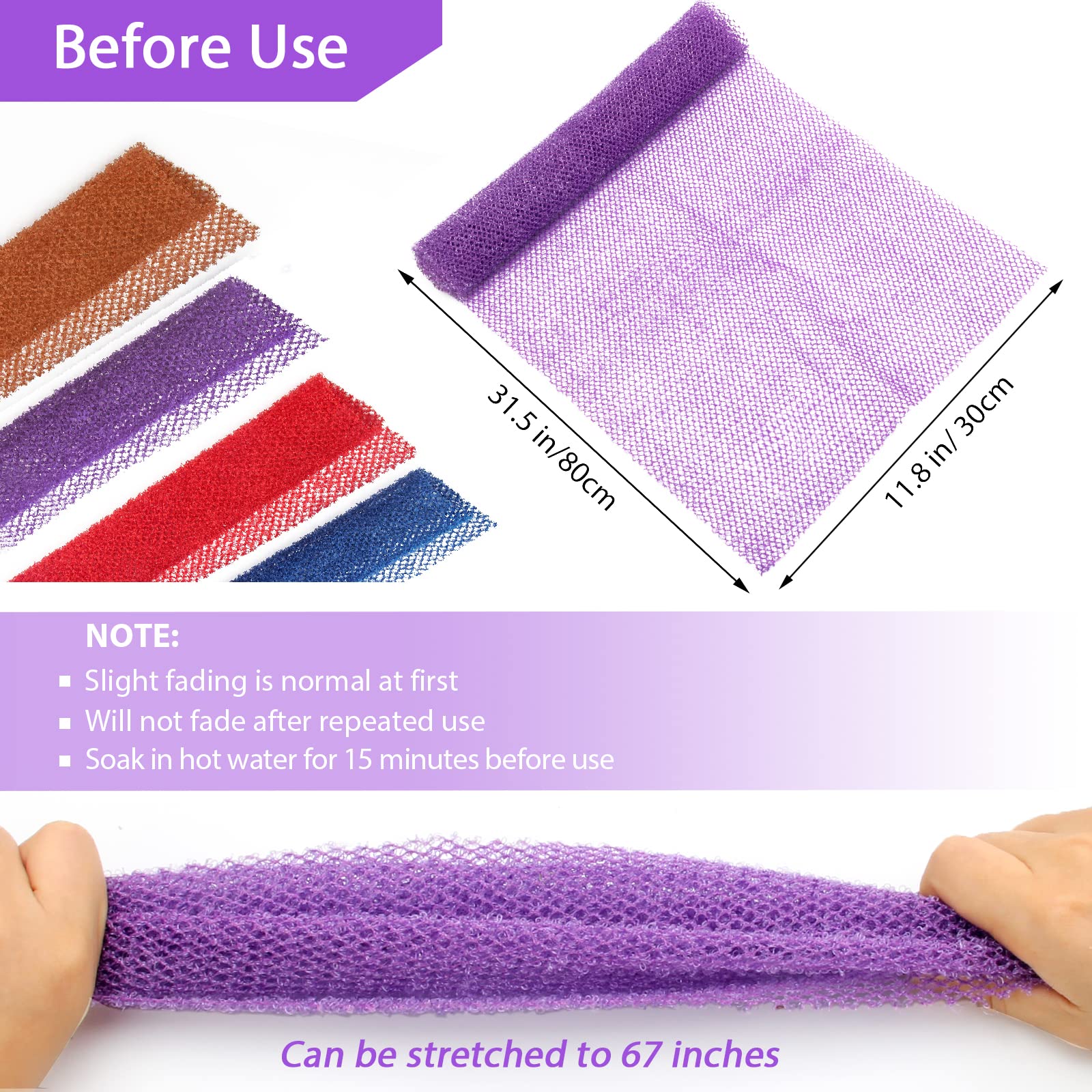 Coldairsoap 4 Pieces African Bath Sponge, African Net Exfoliating Shower Body Scrubber Back Scrubber Skin Smoother for Daily Use
