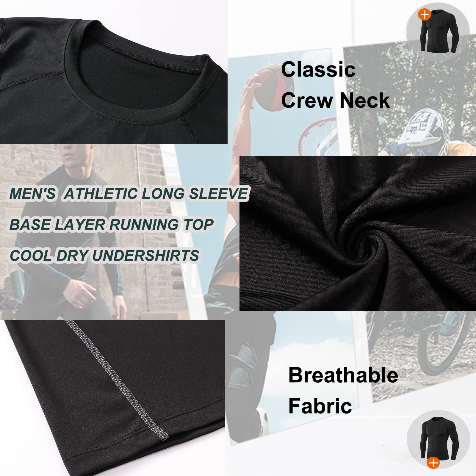 ABTIOYLLZ Men's Athletic Shirts Compression Running T Shirt Base-Layer Quick Dry Fit Workout Short Sleeve Undershirts