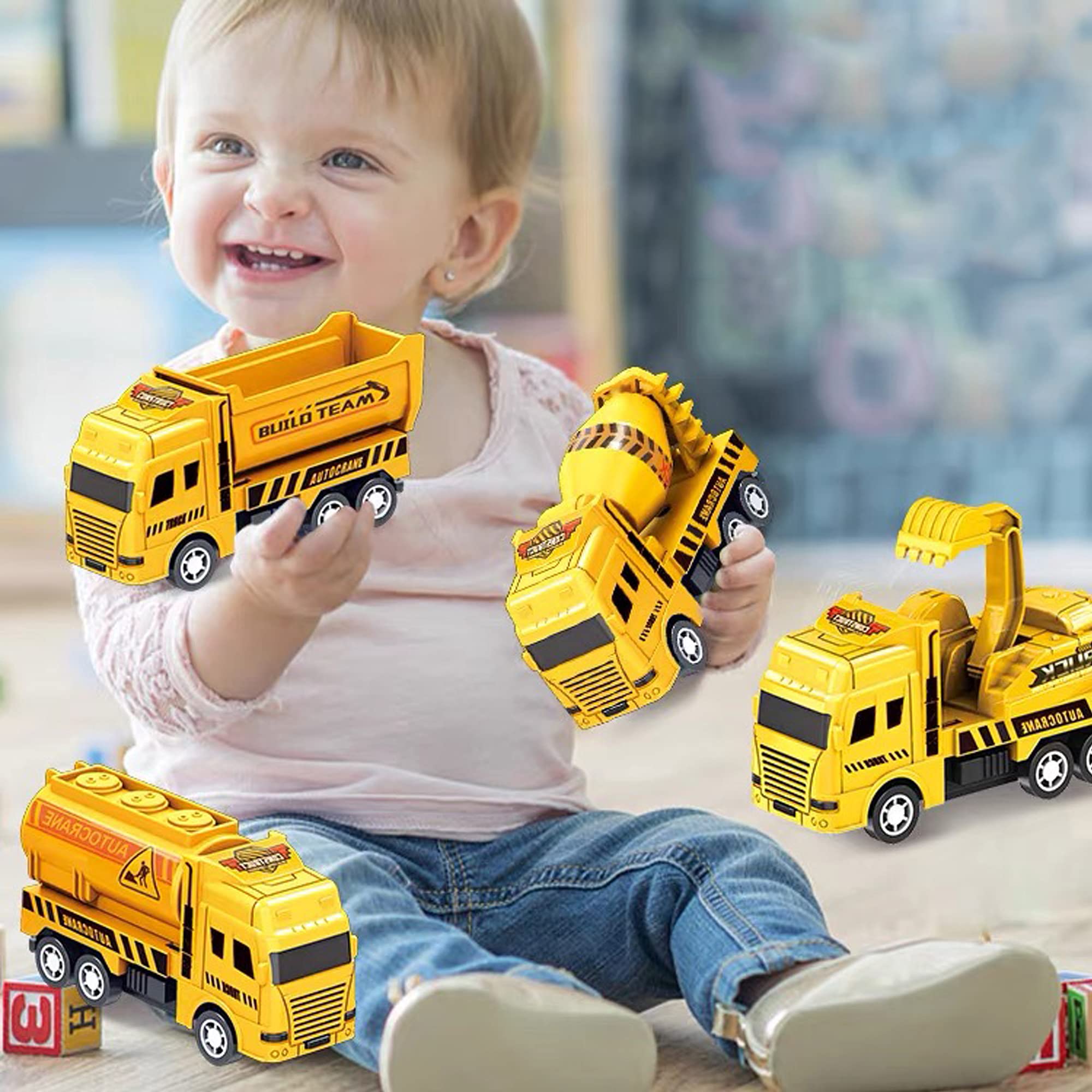 PPXMEEUDC Mini Construction Vehicles Set Pull Back Engineering Car Toys Tractor Trucks for Birthday Party Favors Game Gift Classroom Reward Car