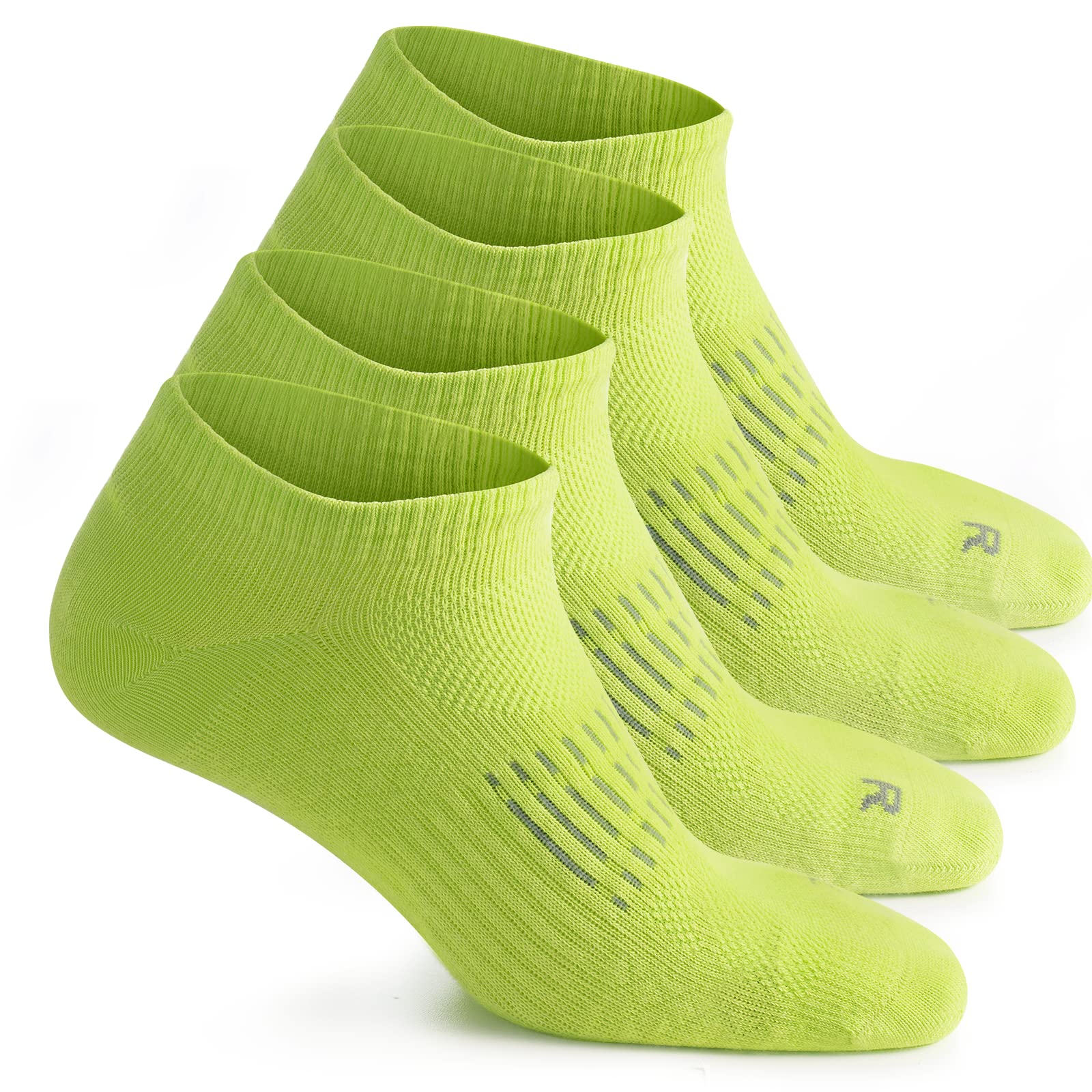 AKASO Ankle Athletic Running Socks - Coolmax Moisture Wicking Anti-Odor Low Cut Socks for Walking Sport Men Women, 2 Pack (Neon Yellow, L)