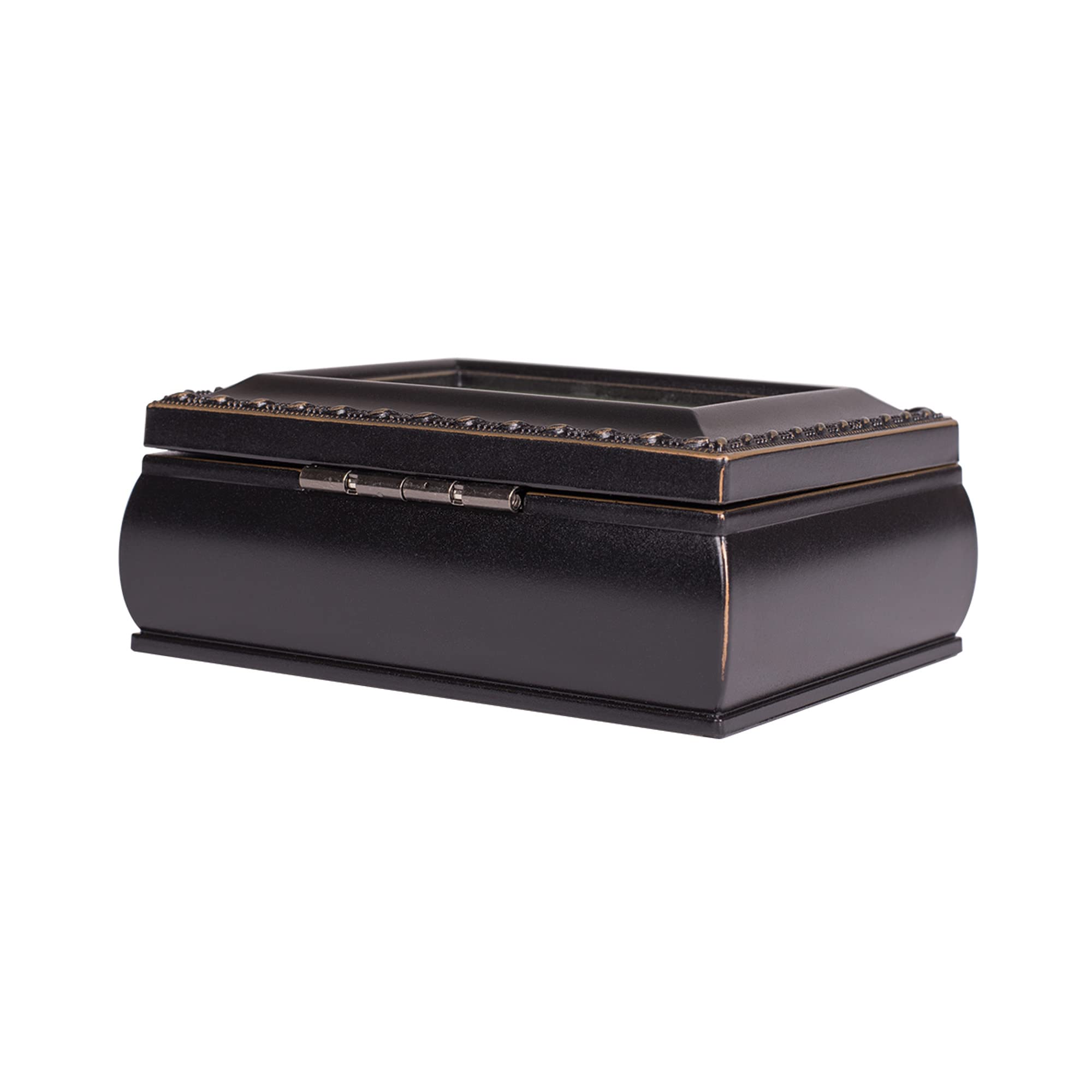 Elanze Designs Cottage Garden First Holy Communion Black Rope Trim 4.5 x 3.5 Tiny Square Jewelry Keepsake Box