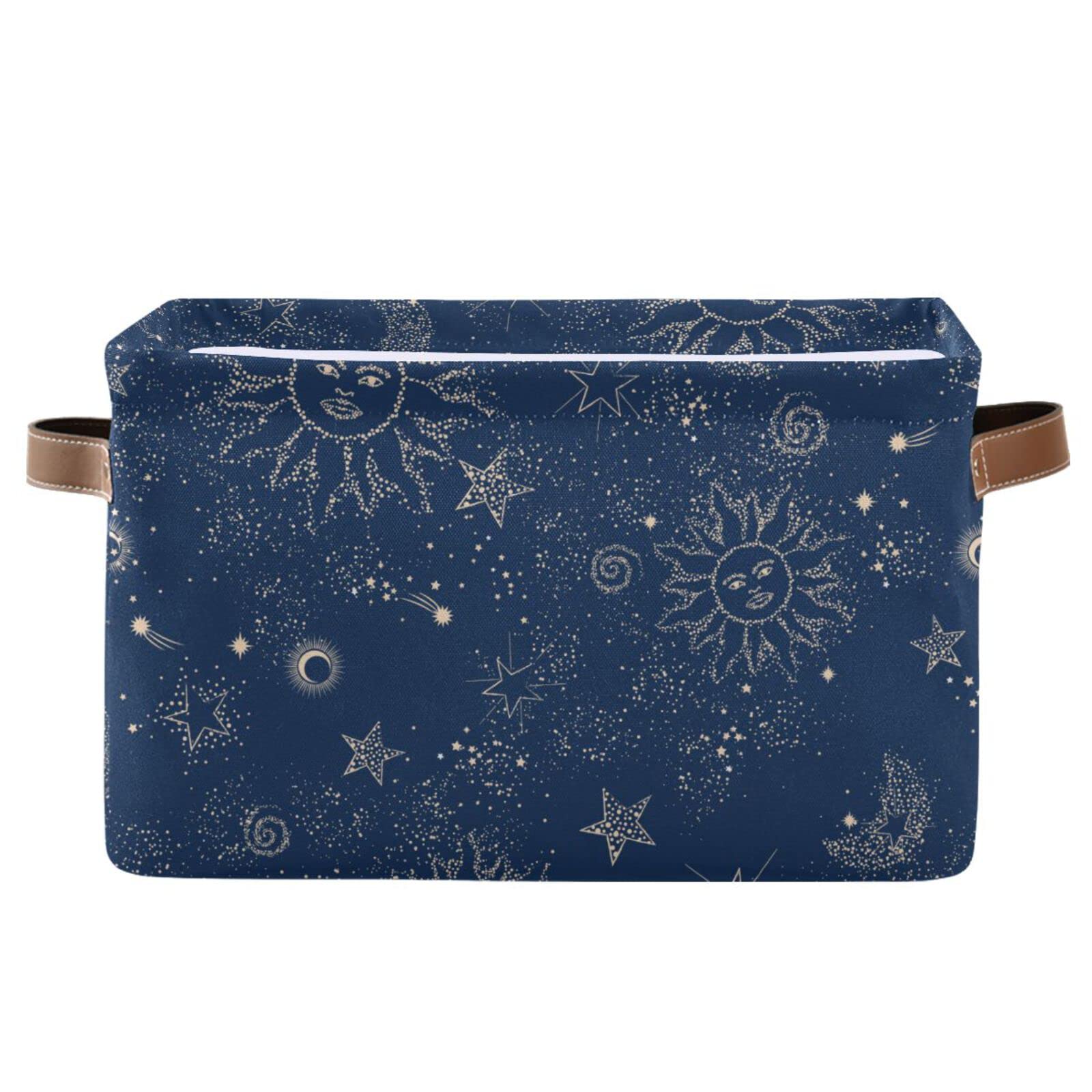 ALAZA Galaxy Fabric Storage Basket for Shelves Toy Nursery Storage Bin for Organizing Laundry Hamper with Handles, Space Galaxy Star,FSB242
