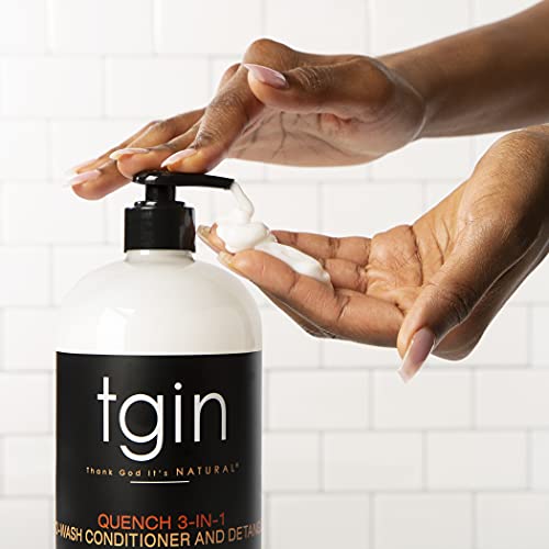 tgin Quench 3-in-1 Co-Wash Conditioner and Detangler for Curly, Coily and Wavy Hair, Rich Moisture for Dry Hair, 13 oz