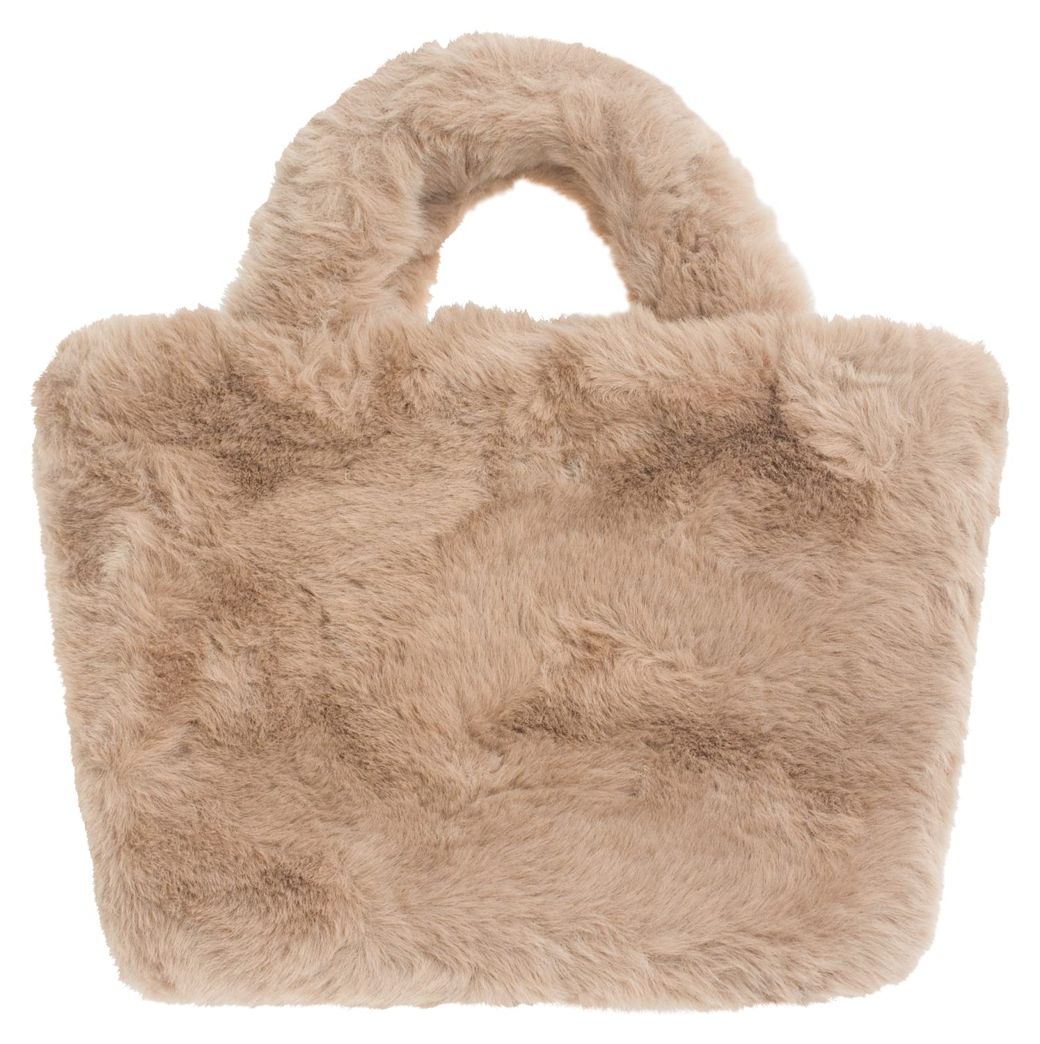 AnnaKastle Womens Soft Eco Fur Smile Fuzzy Mini Tote Bag Purse Yellow