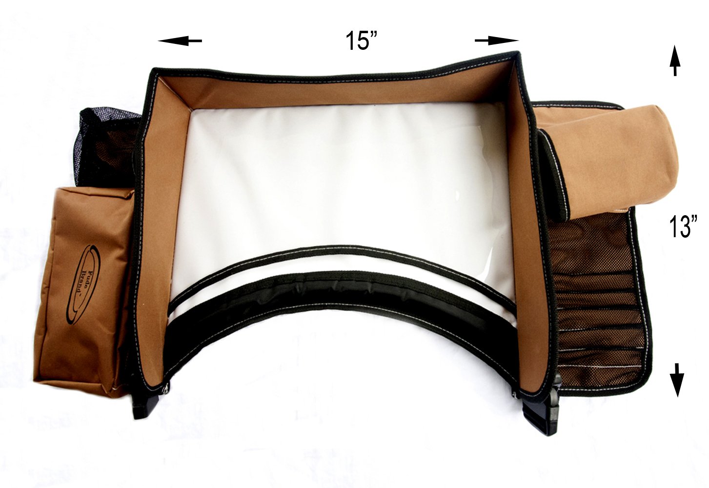 Sale! Kids Travel Tray, Lap Tray, Play Tray, Snack Tray, Activity Tray, with Mesh Storage, Plastic Writing Surface with Markers, for Car Seat, Stroller and Plane Fude Brand (Brown)