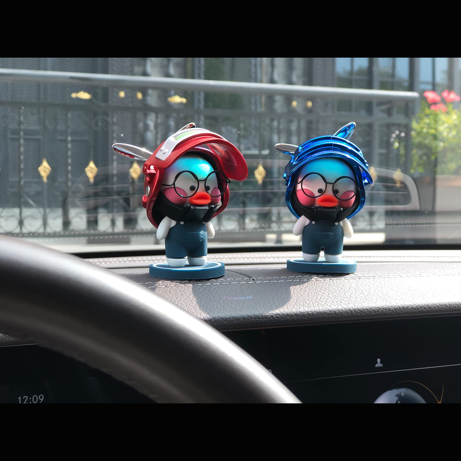 Collyon Car Dashboard Ornament Cute Rubber Duck,Office Car Cab Ornaments,Cool Spectacled Duck(Red)