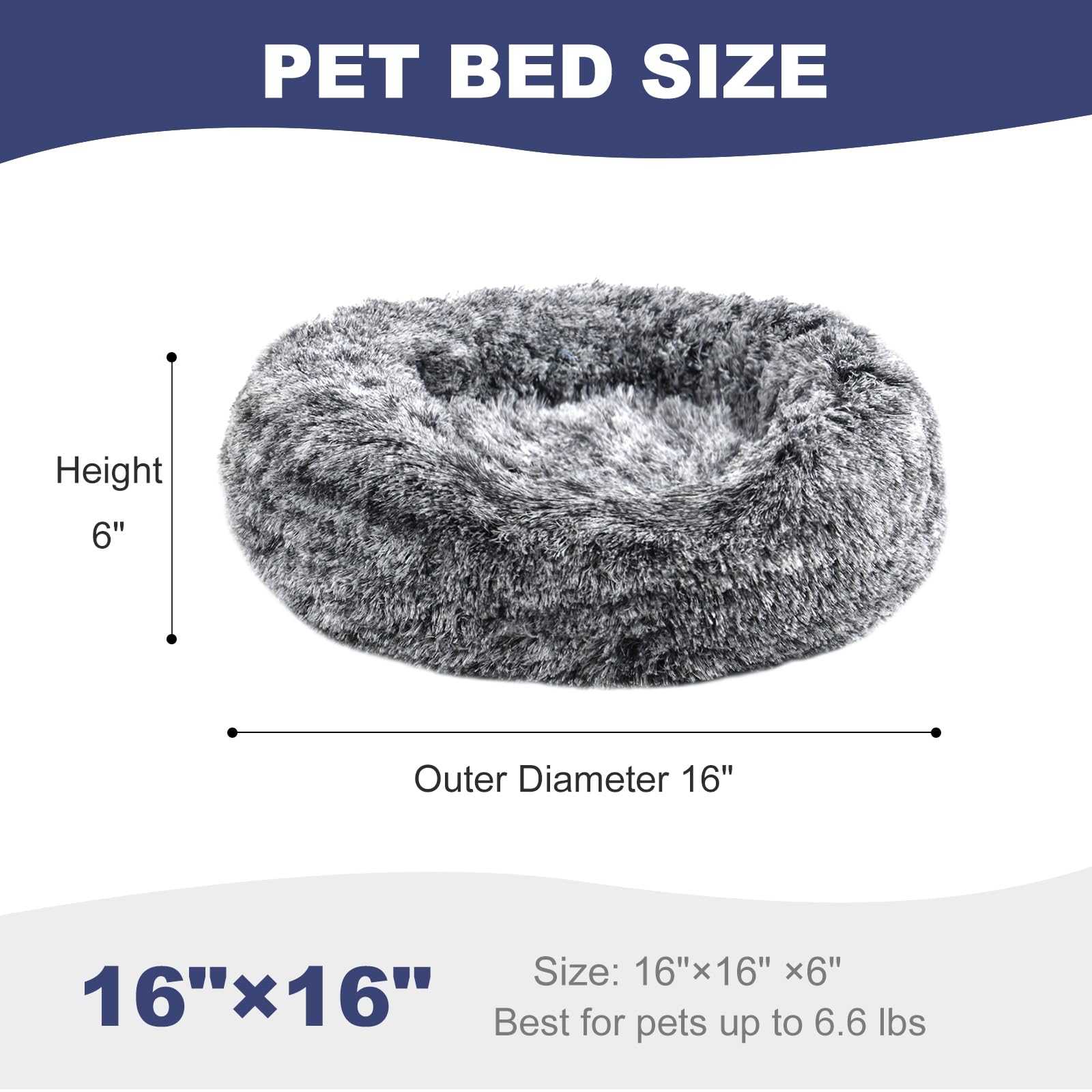 Aurako Cat Bed Dog Bed Round Cushion Pet Bed Mat Ultra Soft Plush Donut Sofa Comfortable Pillow Machine Washable Pet Cuddle Beds for Kitten Small Medium Large Dogs Cats 16" Milky White