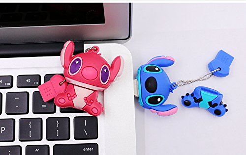 Novelty Stitch Pink Shape Design 16GB USB 2.0 Flash Drive Cute Memory Stick Stitch Thumb Drive Data Storage Pendrive Cartoon Jump Drive Gift (Stitch pink-16GB)