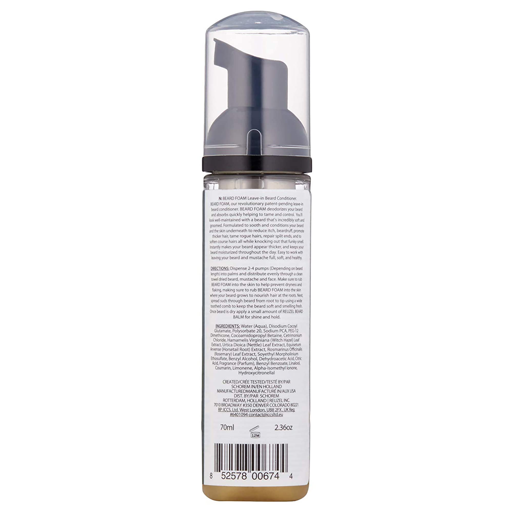 Reuzel Beard Foam, Reduces Beardruff And Itchy Skin, 2.36 Oz