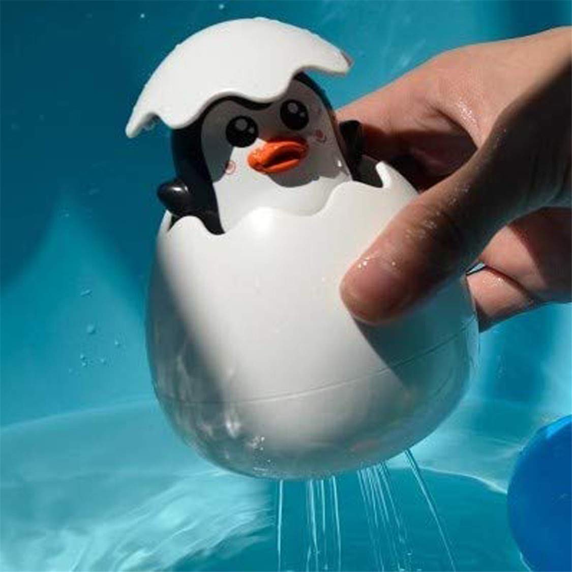 Idiytip Baby Bathing Toy Duck Penguin Egg Water Spray Sprinkler Bathroom Sprinkling Shower Swimming Water Toys Kids Gift,penguin