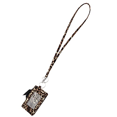 DONGGANGAJI Womens Wallet Lanyard Set Bifold Zipper Case Wallet with Lanyard (Leopard-R)