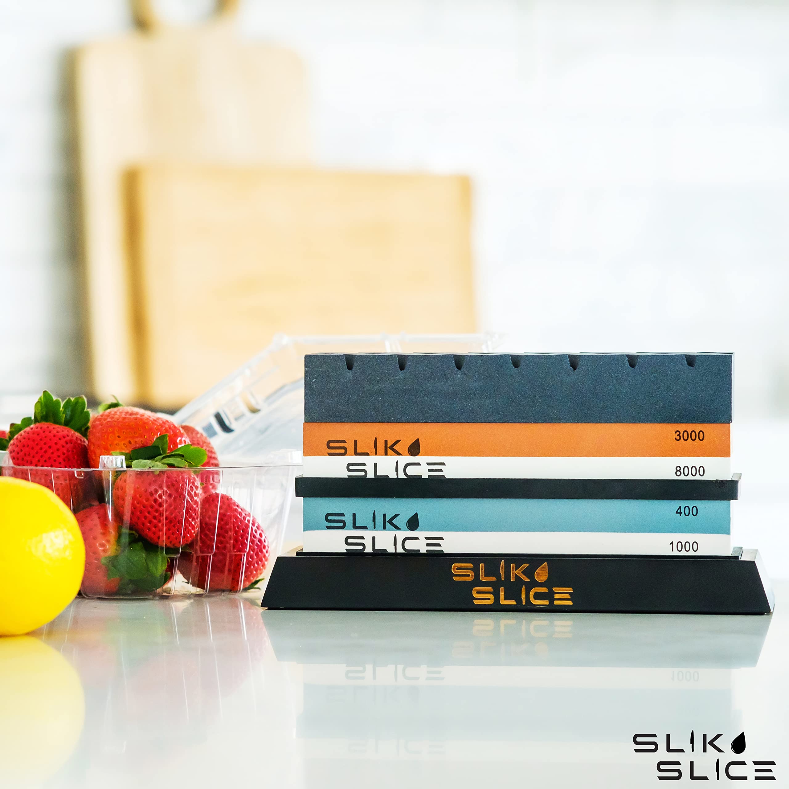 All-In-One Professional Grade Whetstone Knife Sharpening Stone Set - Premium Dual Grit 400/1000 3000/8000 With Bamboo Base, Fixed Angle Guide, Polishing Compound, Leather Strop & More!