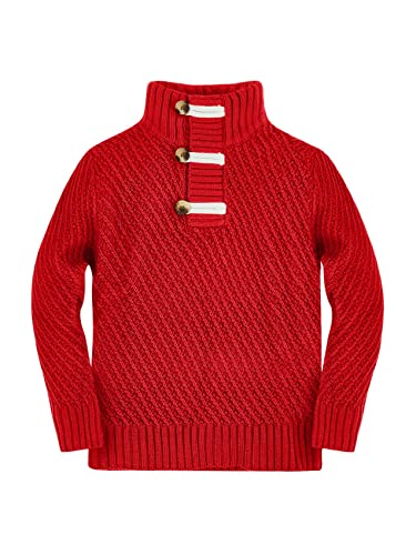 Makkrom Toddler Sweater Baby Boy Girl Turtleneck Cable Knit Sweaters Long Sleeve Christmas Outwear Spring Fall Winter Red