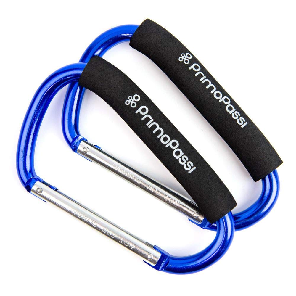 Primo Passi - Large Stroller Hook | 2 Large Stroller Organizer Hook Clip for Purse Shopping and Diaper Bags | Stroller Hanger | Blue