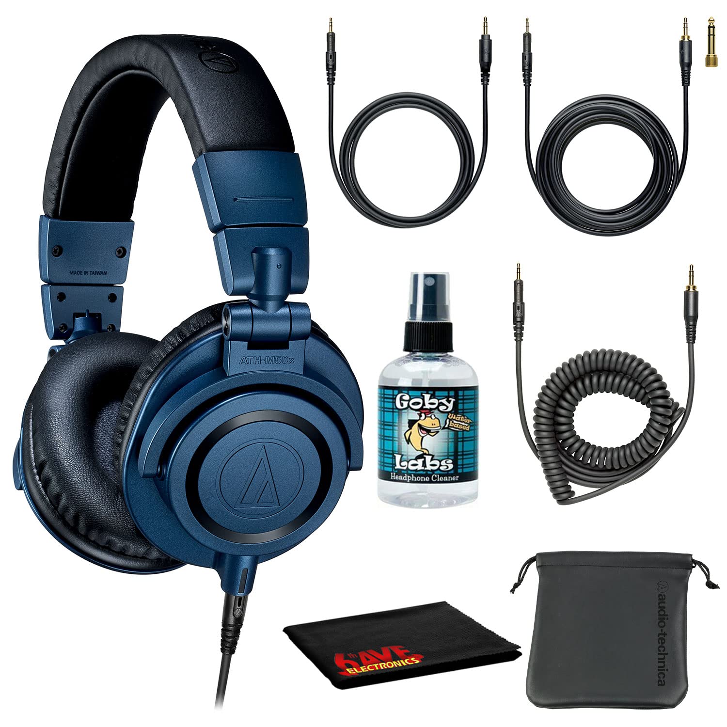 Audio-Technica ATH-M50xDS Professional Studio Monitor Headphone (Deep Sea) with 6Ave Cleaning Kit