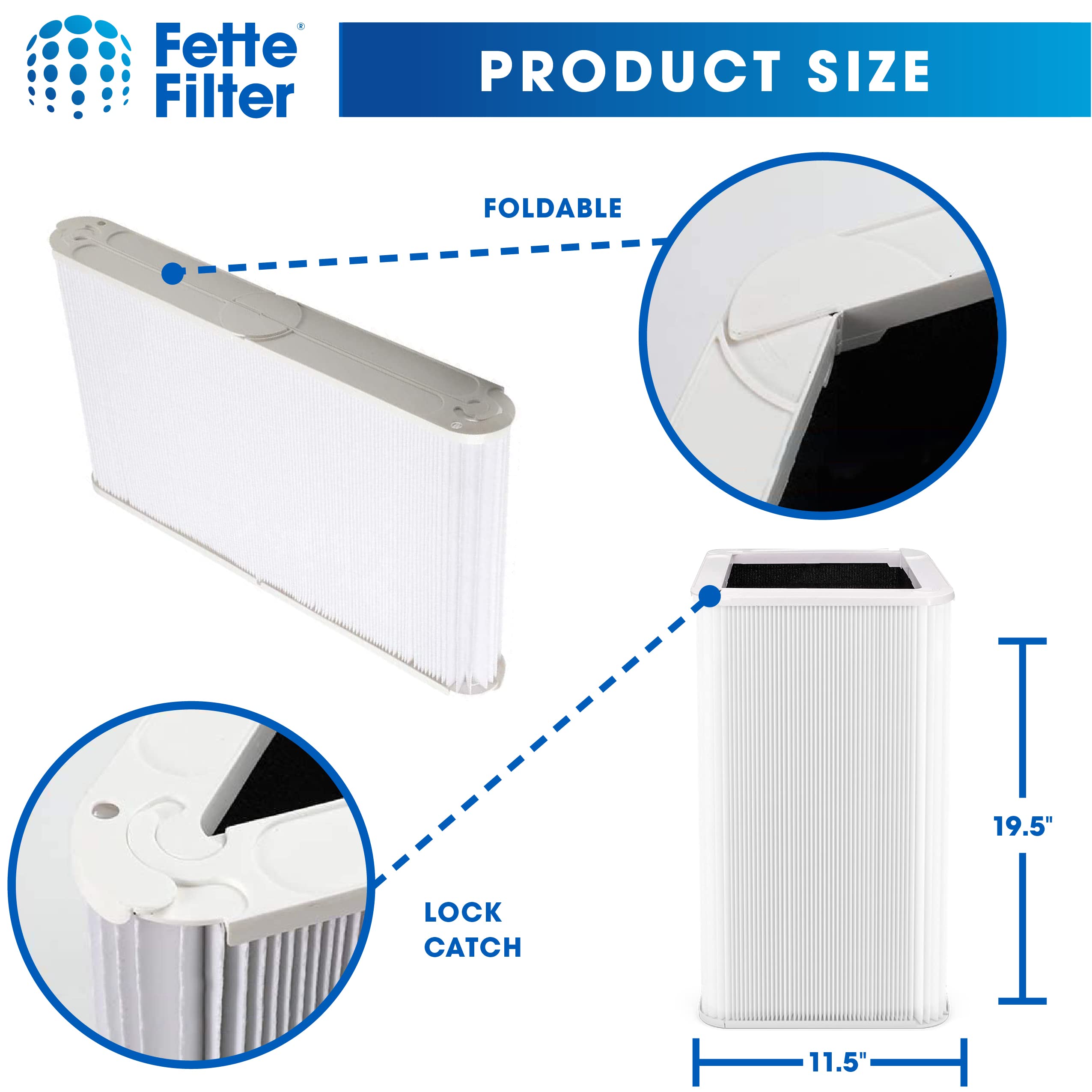Fette Filter - 121 Replacement Filter Compatible with Blueair Blue Pure 121 Air Purifier with Particle and Activated Carbon - Pack of 1