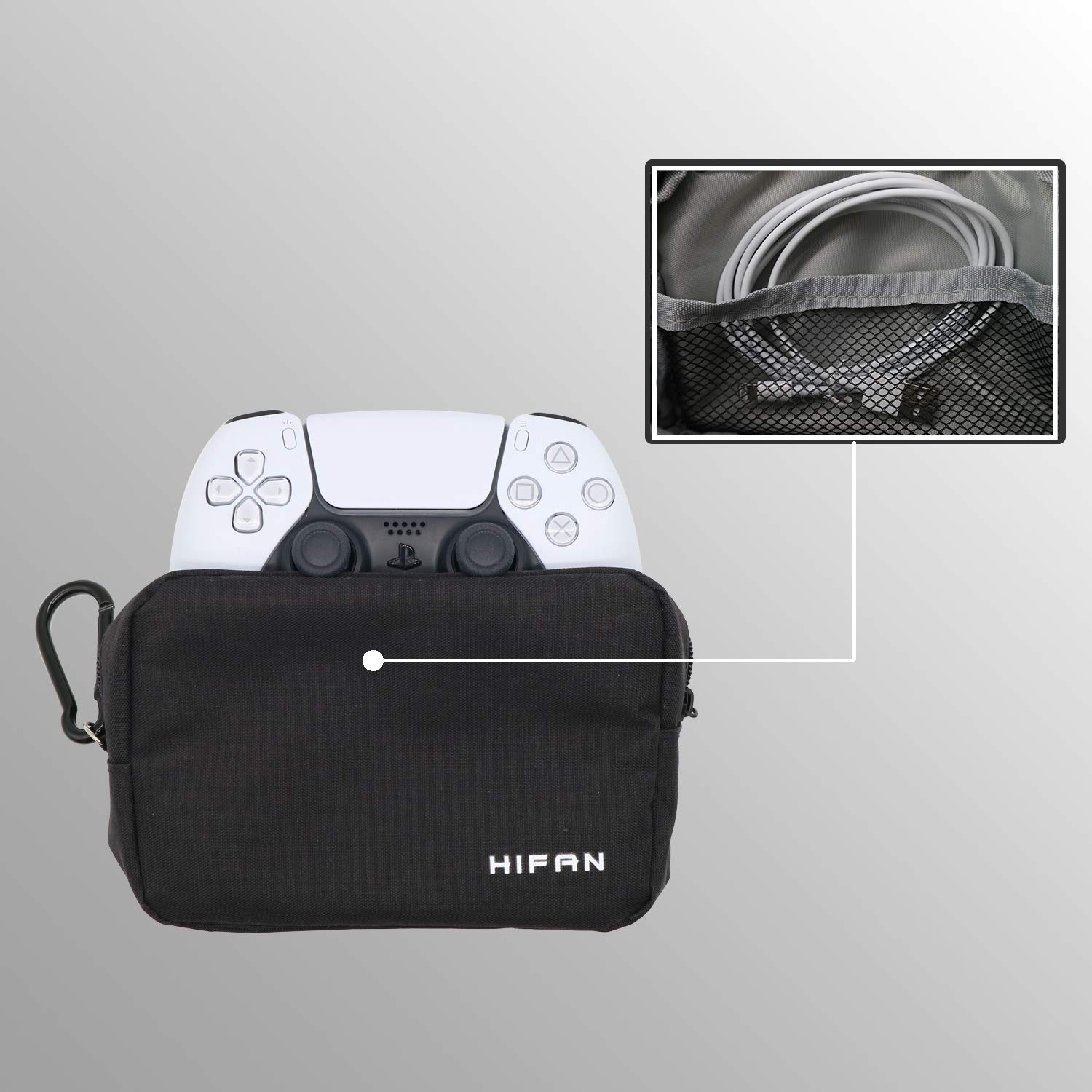 AKNES controller Carrying bag, Travel Portable Storage Bag for Dual Any Regular Sized Controller e.g. PS5, PS4, Xbox Series X/S, Xbox One, Switch Pro with Mesh Pocket Fits Plug & Cables