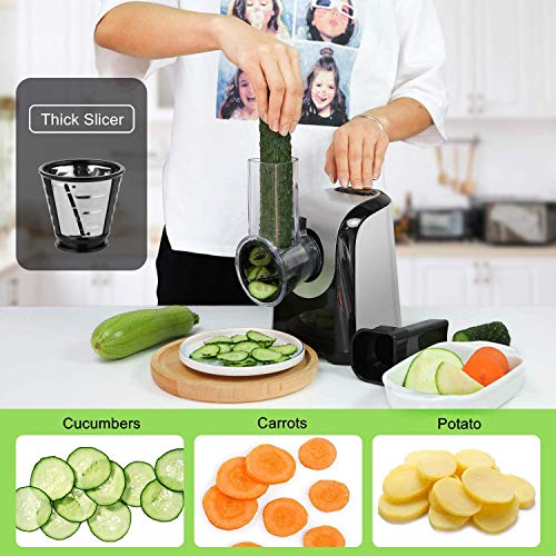 Homdox Salad Maker Electric Slicer Shredder Greater Electric Cheese Grater Salad Maker Machine Carrot Slicer with 5 Stainless Steel Rotary Blades, One-Touch Control