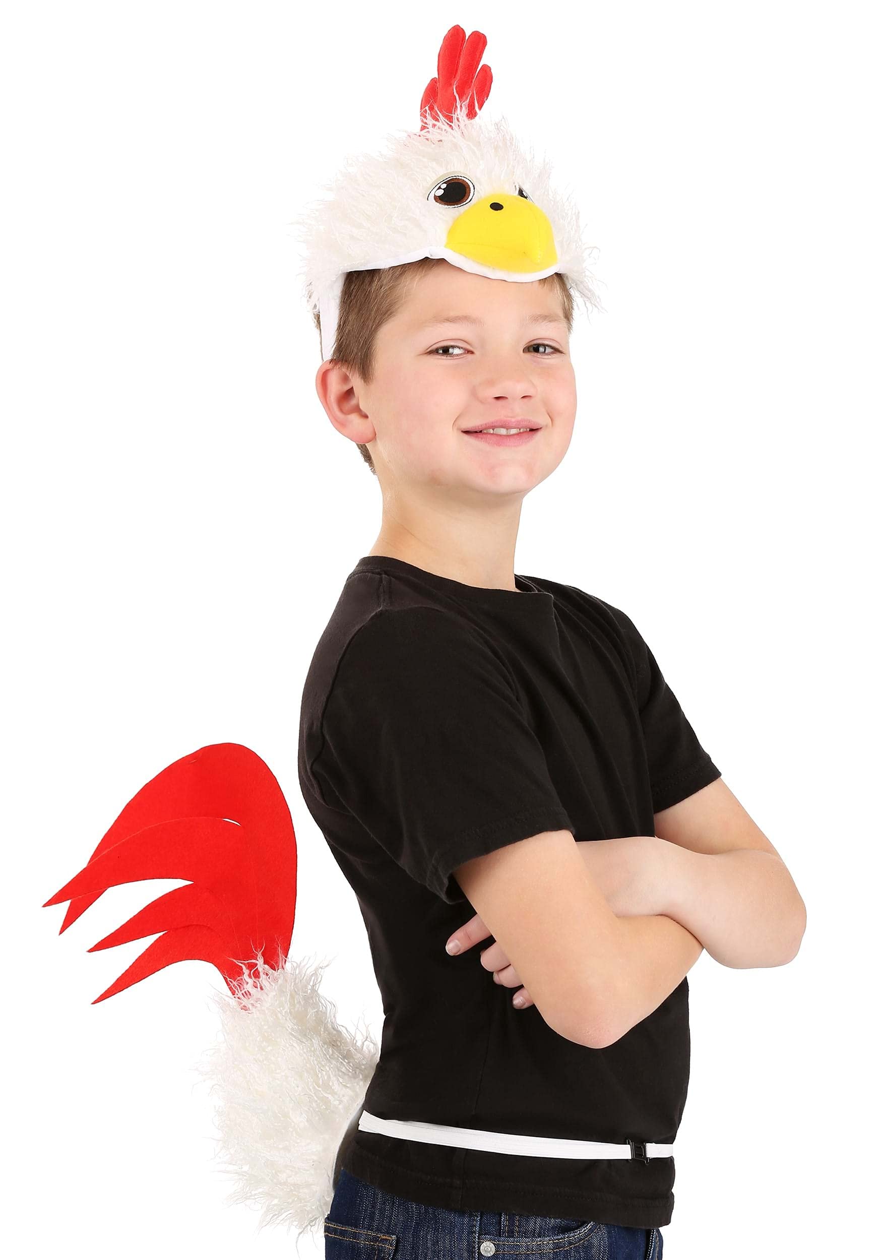elope Chicken Soft Headband & Tail Costume Accessory Kit - Soft Sculpted Beak and Tail with Adjustable Elastic