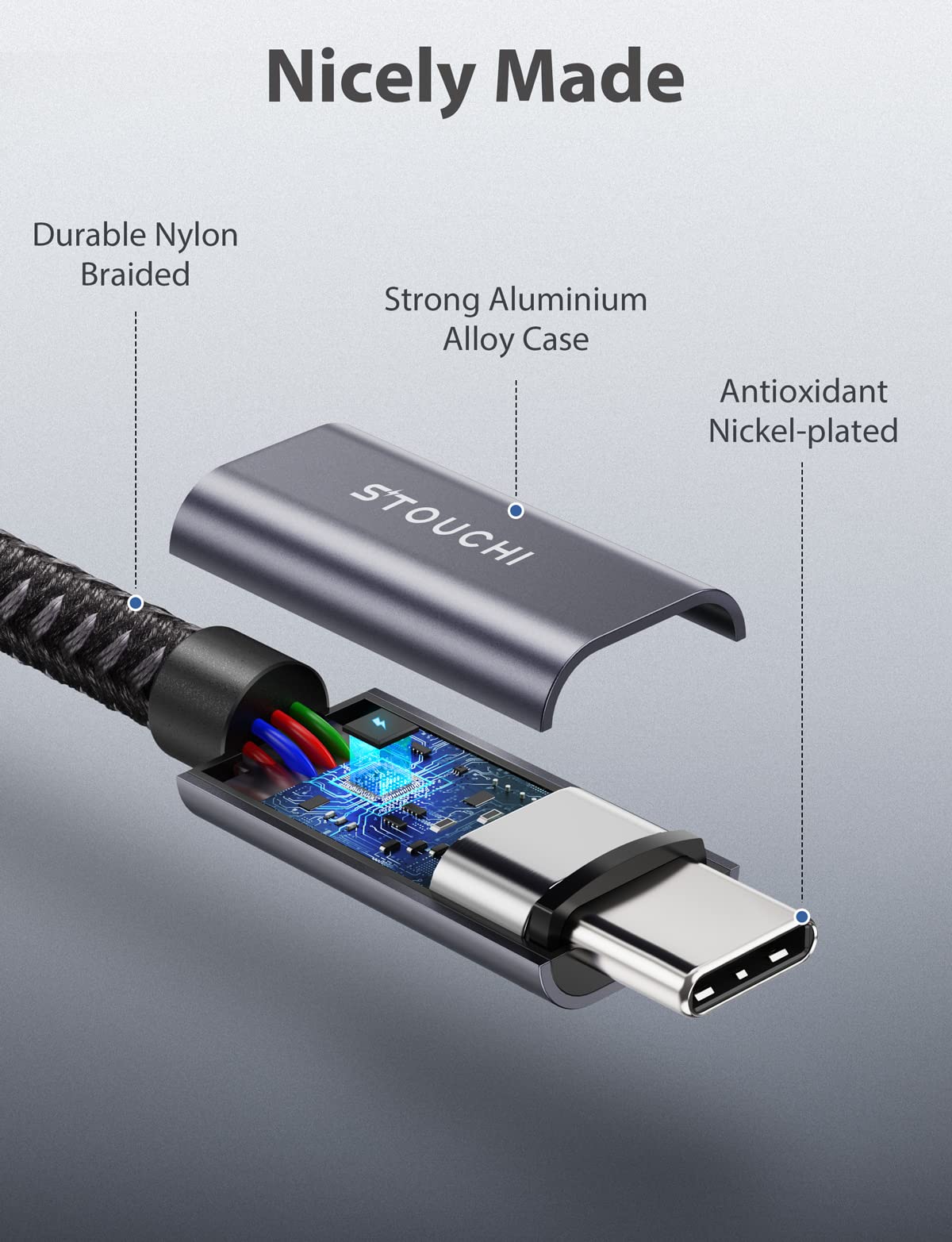 Stouchi USB C Extension Cable 6FT/1.8M, PSVR2 Extension Cable Type C 3.1 Male to Female Fast Charging & Audio Data Transfer for iPhone15, iPad Mini/pro, MacBook Air M2/ M1 Mac Mini/pro, Mag- Safe