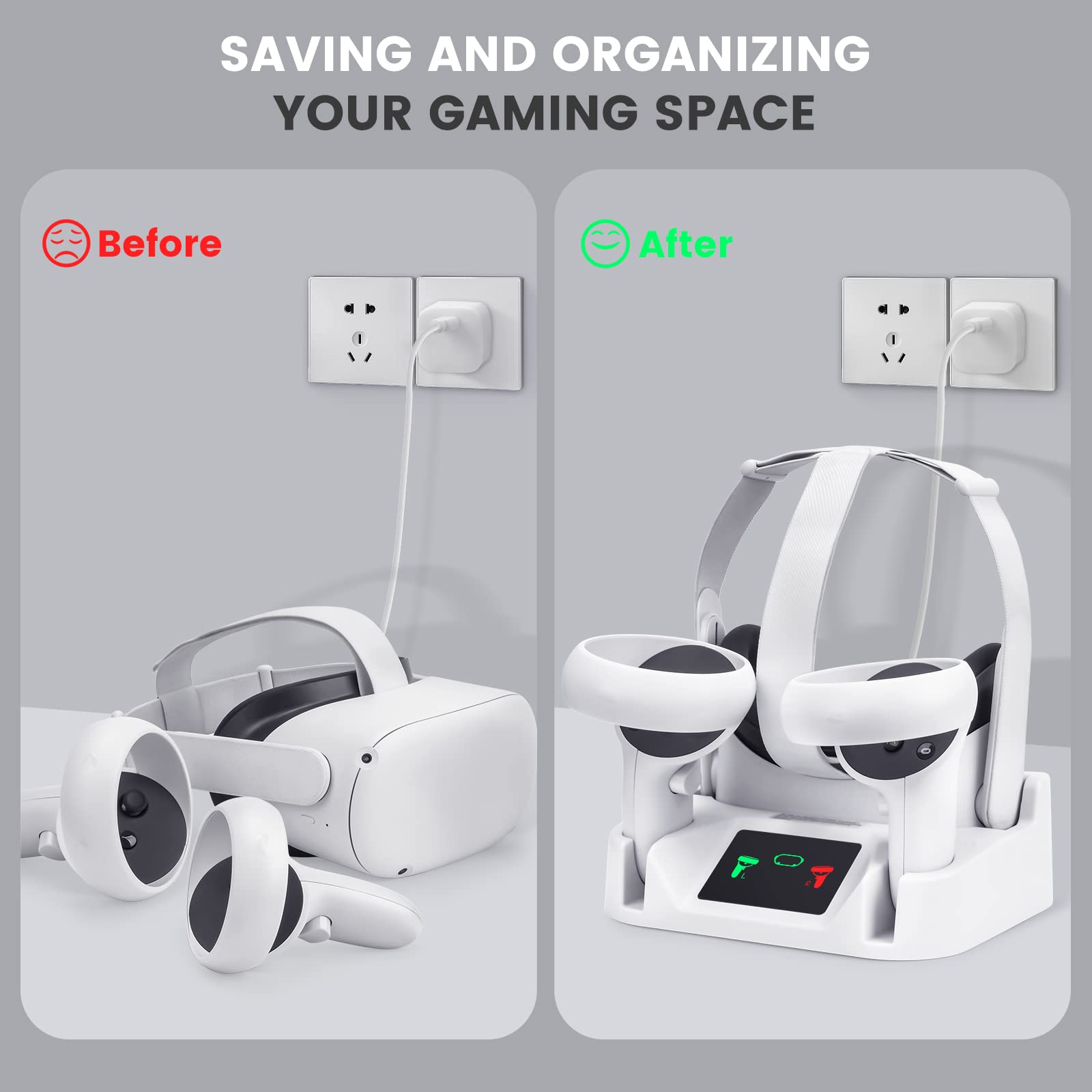 alcopanda 1*Headphone Head Strap with Battery +Charing Dock for quest 2