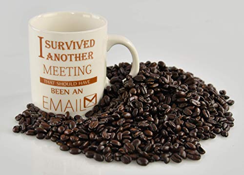 Home-X Mug Warmer, Desktop Heated Coffee & Tea - Candle & Wax Warmer (Black) and I Survived Another Meeting Coffee Mug 6.57 x 6.18 x 5.67”