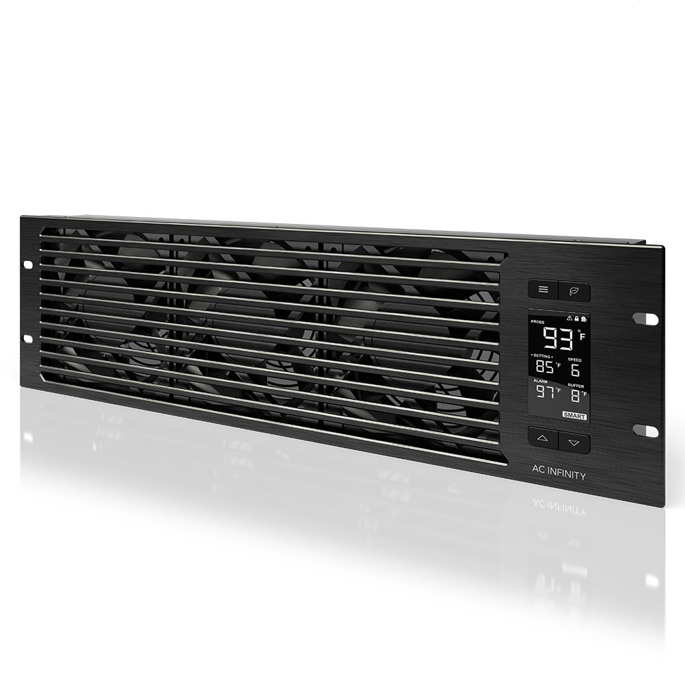 AC Infinity CLOUDPLATE T9, Rack Mount Fan Panel 3U, Exhaust Airflow, for Cooling AV, Home Theater, Network 19” Racks