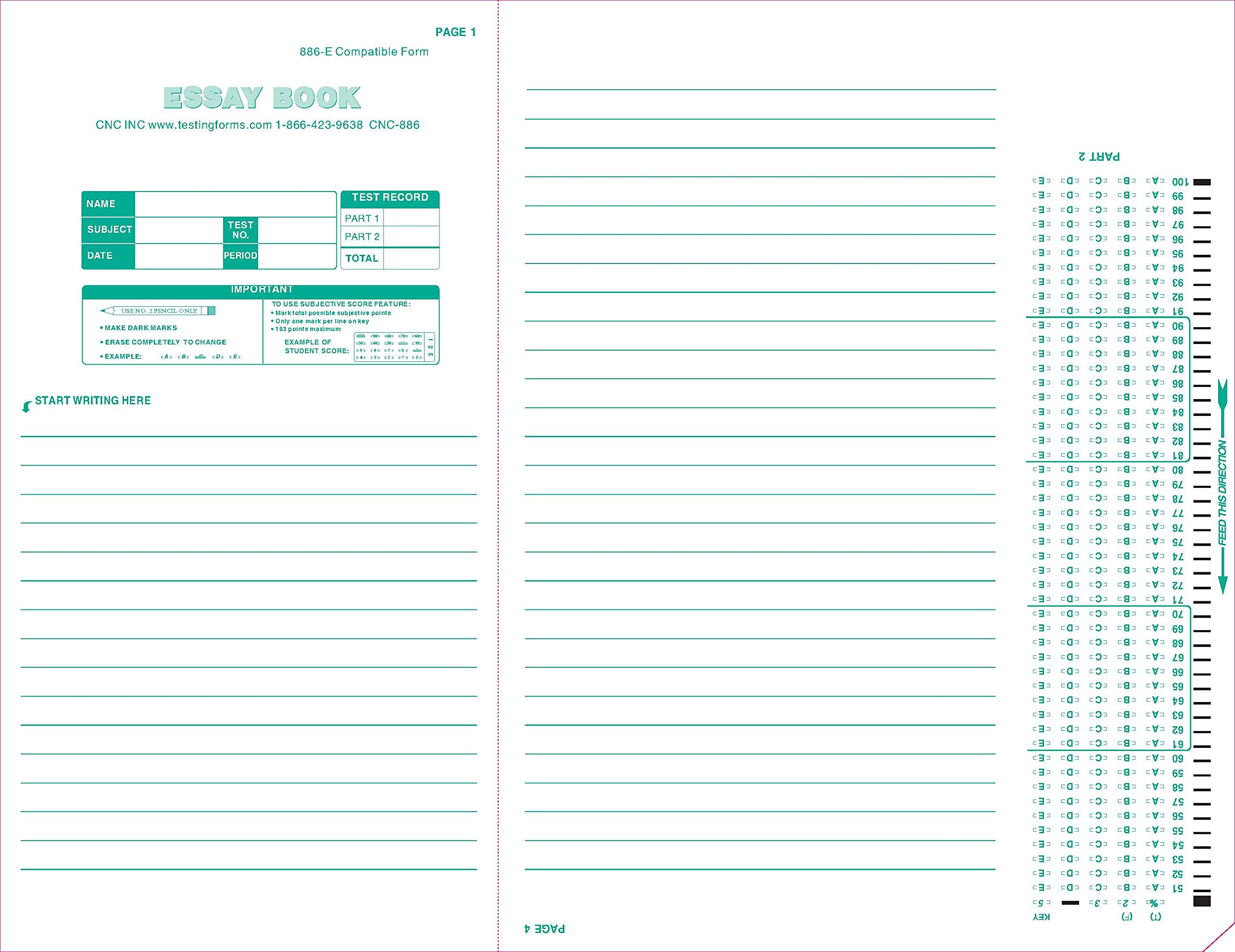 TEST-886E 886-E 100 Question Compatible Testing Forms (50 Sheet Pack)