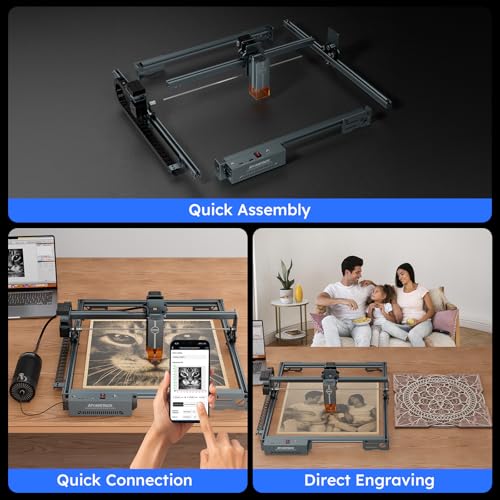 ATOMSTACK 12W Laser Engraver, A10 PRO V2 Laser Cutter, 0.06mm High Accuracy Laser Engraving Machine for Wood and Metal, Dark Acrylic, Glass, Leather, Engraving Area 15.7 "x15.7"