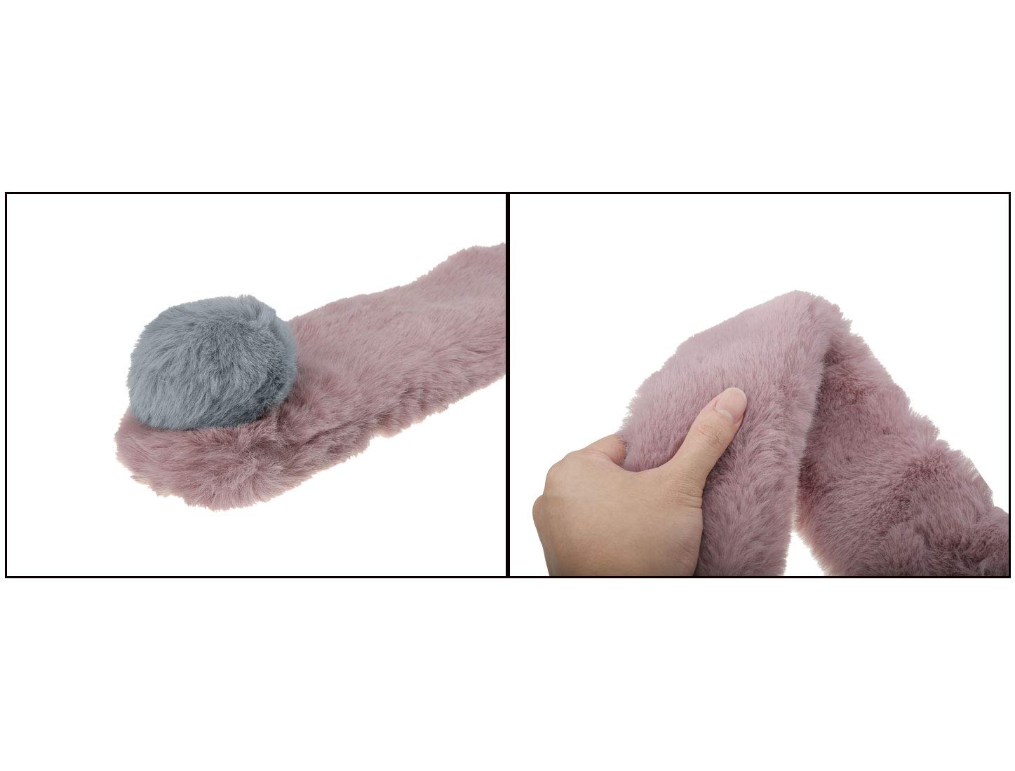 Allegra K Fluffy Faux Fur Hairball Collar Scarf Solid Color Plush Neck Wrap Winter Warmer for Women Pink