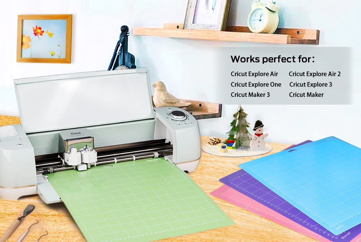 Gwybkq Cutting Mat for Cricut Maker 3/Maker/Explore 3/Air 2/Air/One 4 Pack 12x12 VarietyGrip Cut Replacement Accessories Green/Blue/Purple/Pink Card Adhesive Sticky Pads