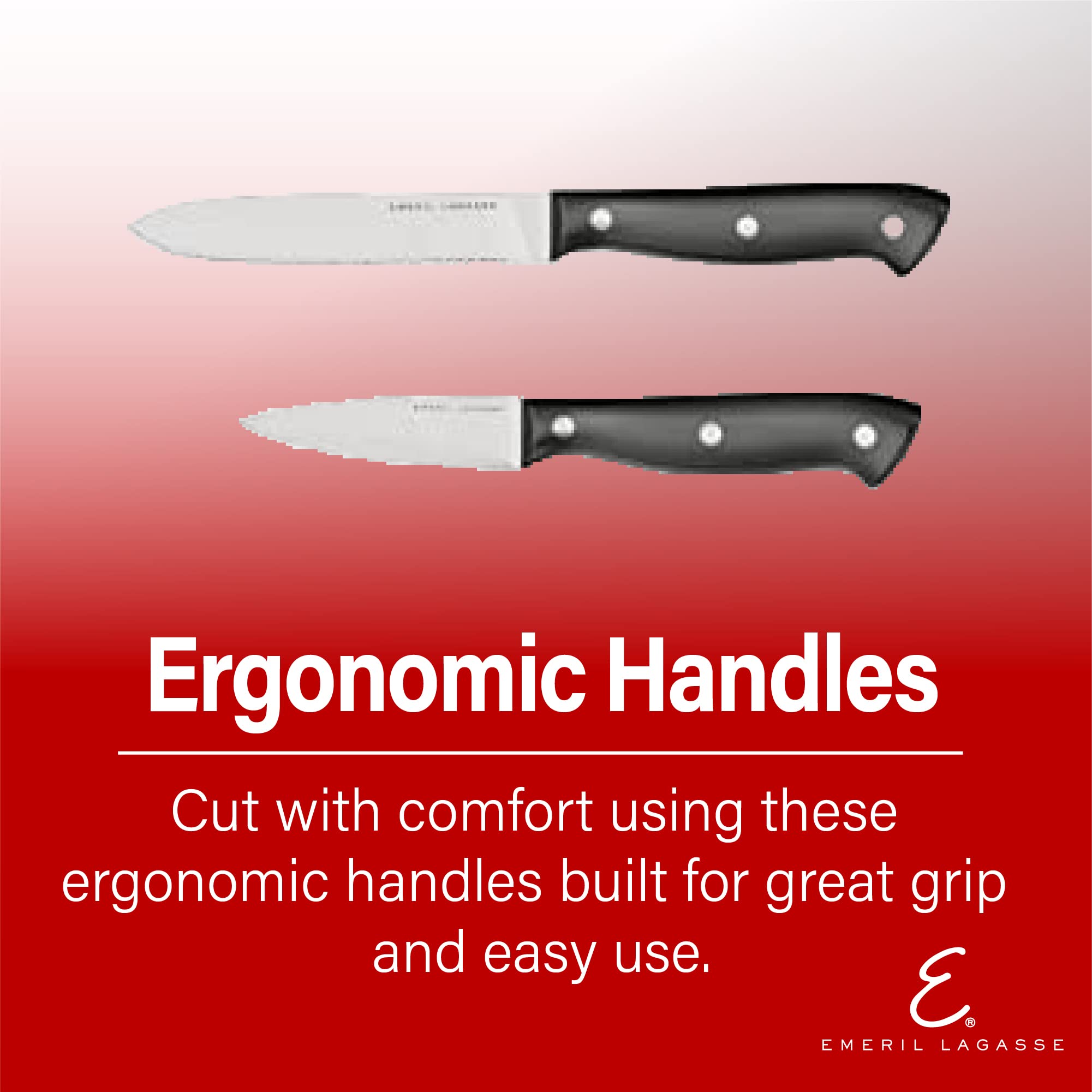 Emeril Lagasse 6-Piece Knife Block Set (Natural) - Emeril Cutlery Set with Stamped Blades - Perfect Kitchen Knives for Produce & Sandwiches