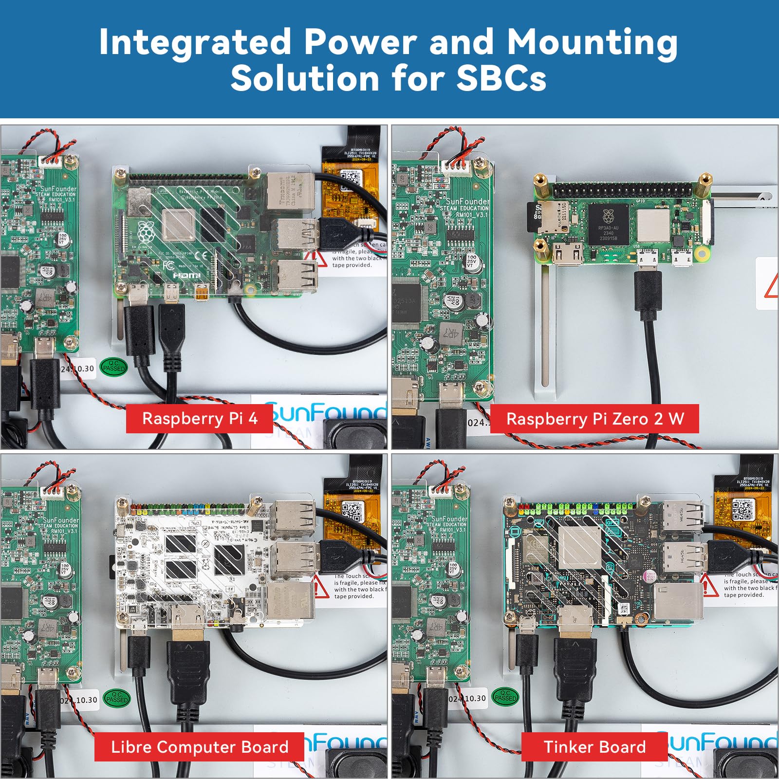SunFounder Latest 10 Inch DIY Touch Screen for Raspberry Pi 5, IPS HD 1280x800 LCD, HDMI, DC 12V/5A, Output 5V/5A, 10-Point Touch, No Driver, Dual Speakers, 16:10, Compatible with RPi 5/4/3/Zero 2W
