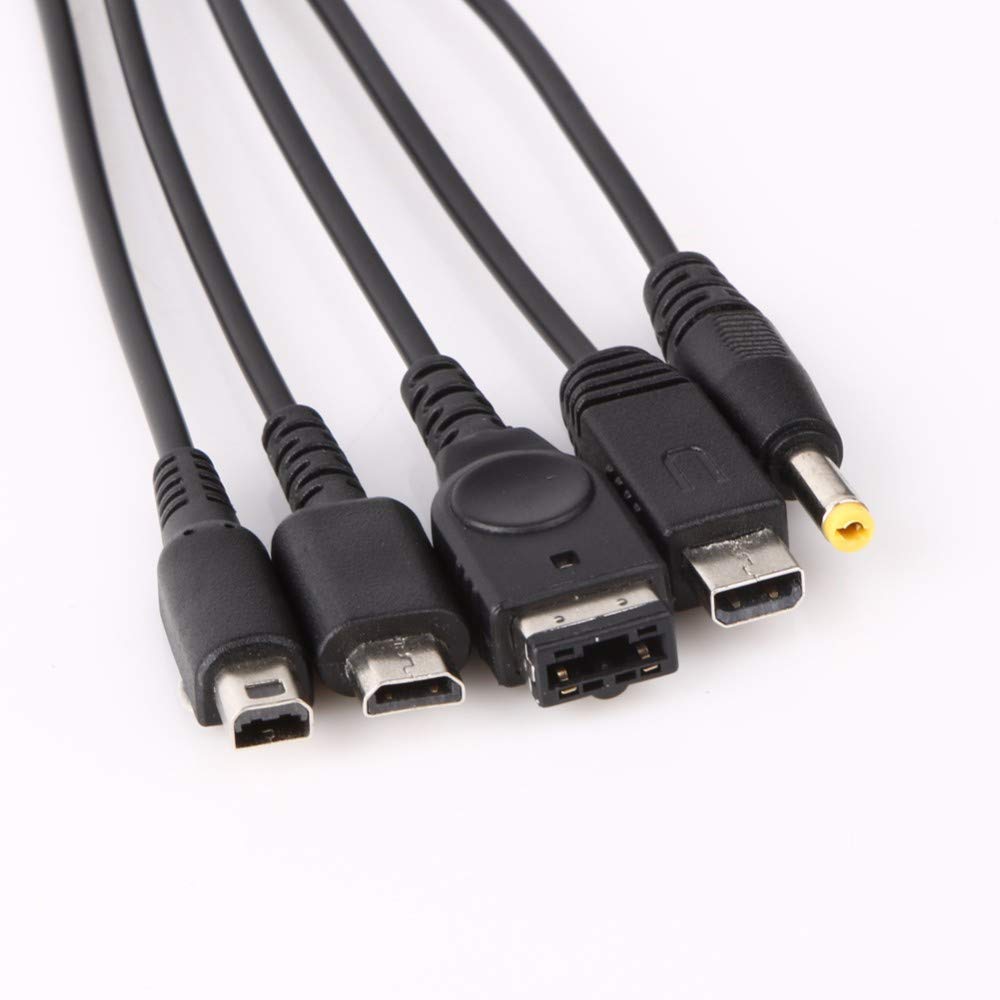Skywin 5 in 1 USB Charger Cable for Nintendo - Multi System Nintendo DSi Charger Cable Compatible with Nintendo NDS Lite, Wii U, 3DS, 2DS, PSP 1000, 2000, 3000, GBA SP - Charge All with One Cord