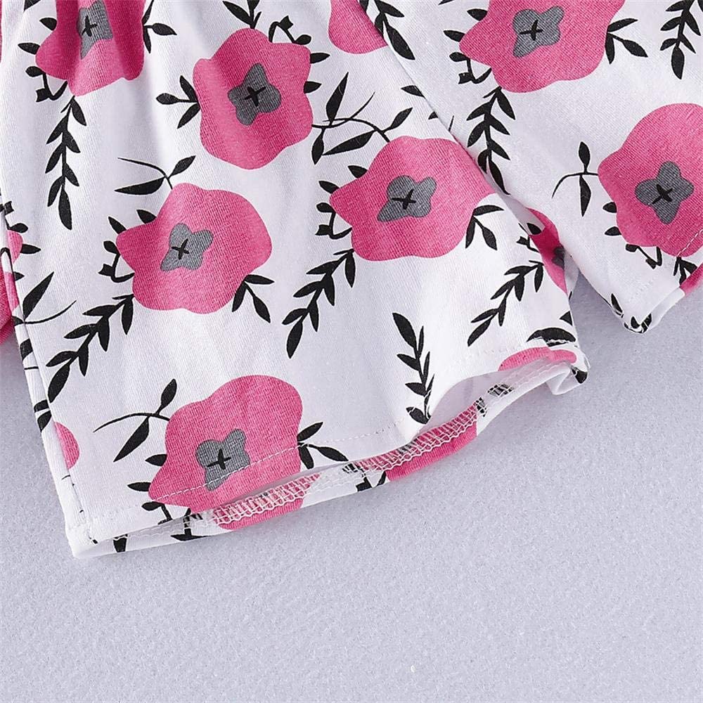 Hipea Toddler Girl Outfits Flower Tops Sleeveless Vest Shorts Headband Summer Clothes Set(3-4T)