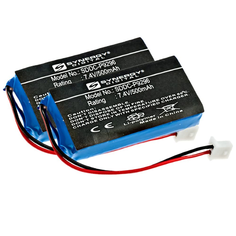 Synergy Digital Dog Collar Batteries, Compatible with AE Energy AE562438P6H Dog Collar Battery, (Li-Pol, 7.4V, 500 mAh), Combo-Pack Includes: 2 x SDDC-P9296 Batteries